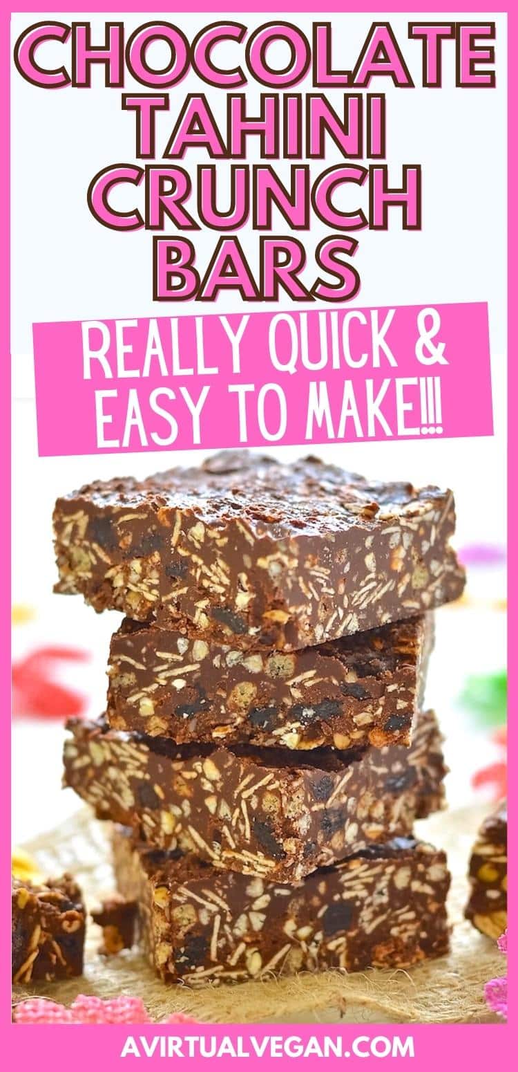 Chocolate Tahini Crunch Bars - A Virtual Vegan