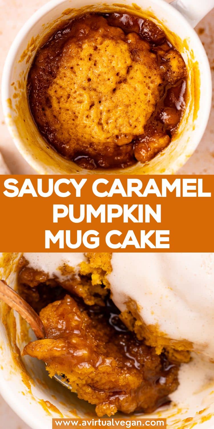 Saucy Caramel Pumpkin Mug Cake - A Virtual Vegan