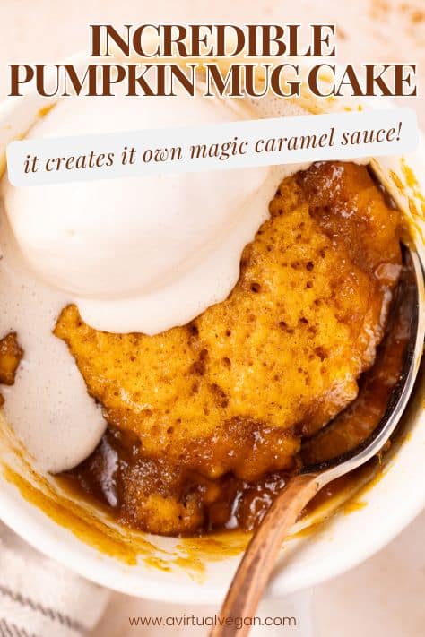 Saucy Caramel Pumpkin Mug Cake - A Virtual Vegan